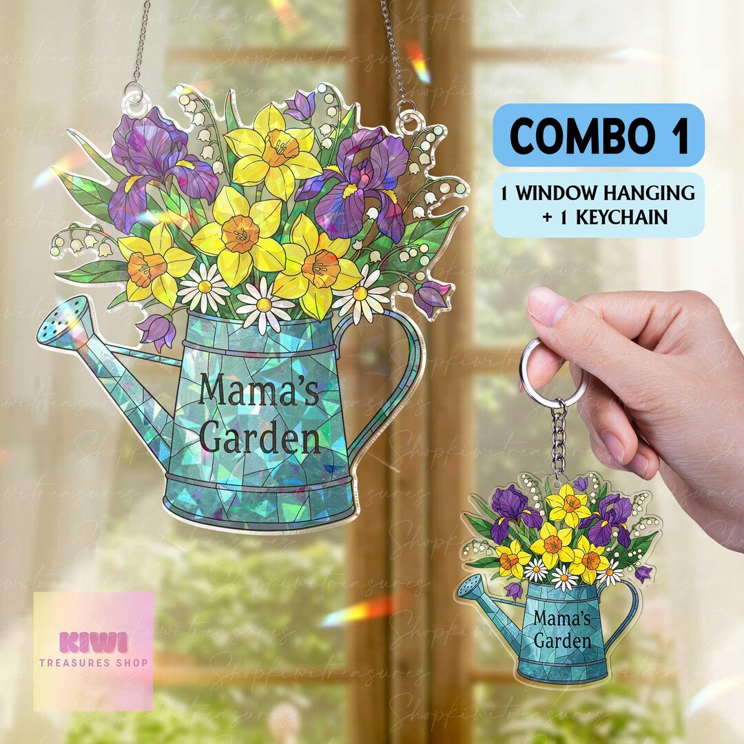 Custom Holographic Watering Can Floral Suncatcher Acrylic– Mother’s Day ...