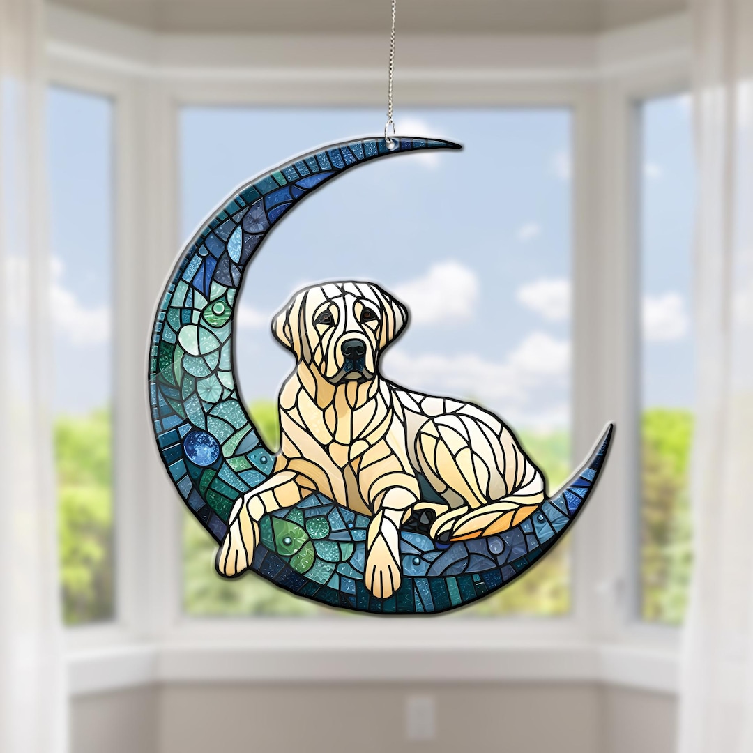 Labrador Retriever on Moon Acrylic Window Hanging: Dog Memorial Gift - Etsy
