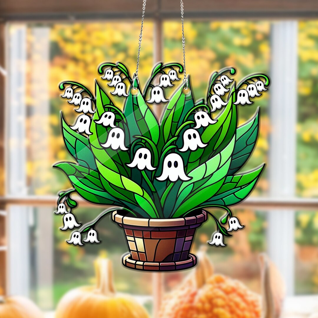 Spooky Ghost Lily of the Valley Acrylic Window Hangings, Halloween Gift ...