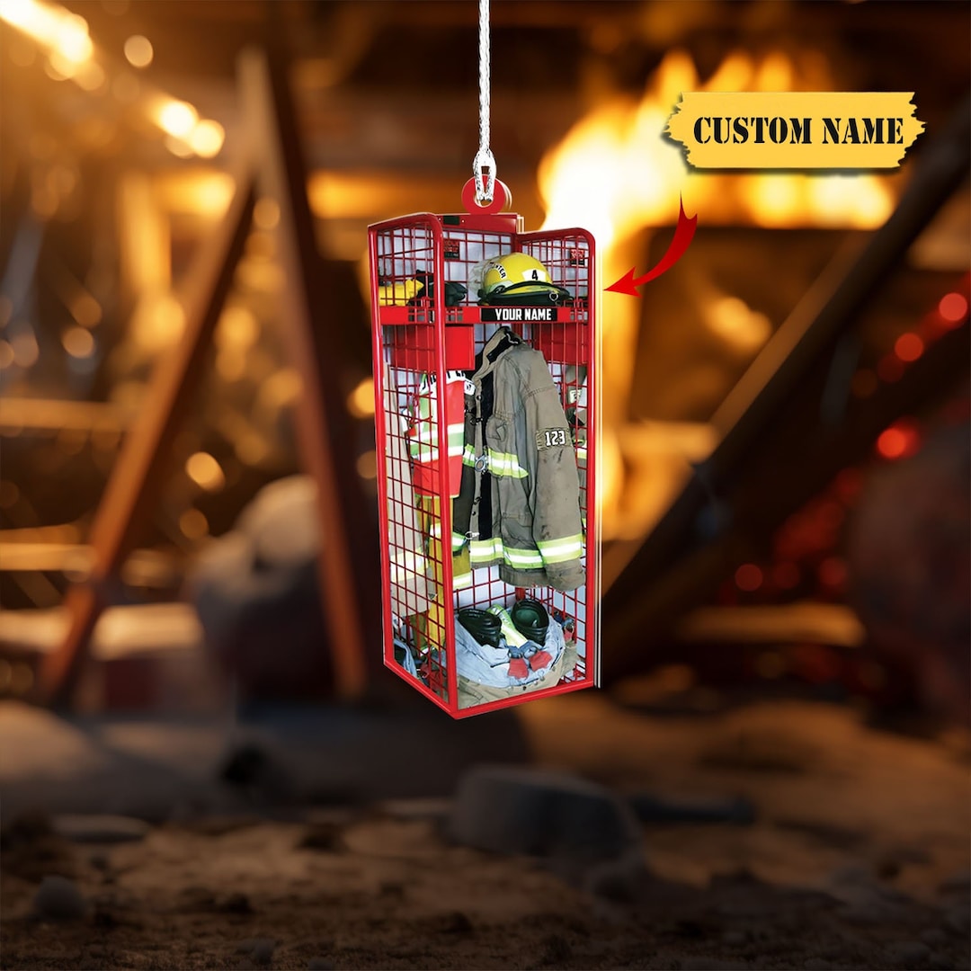 Personalized Firefighter Cabinet Ornament Custom 2D Flat - Etsy