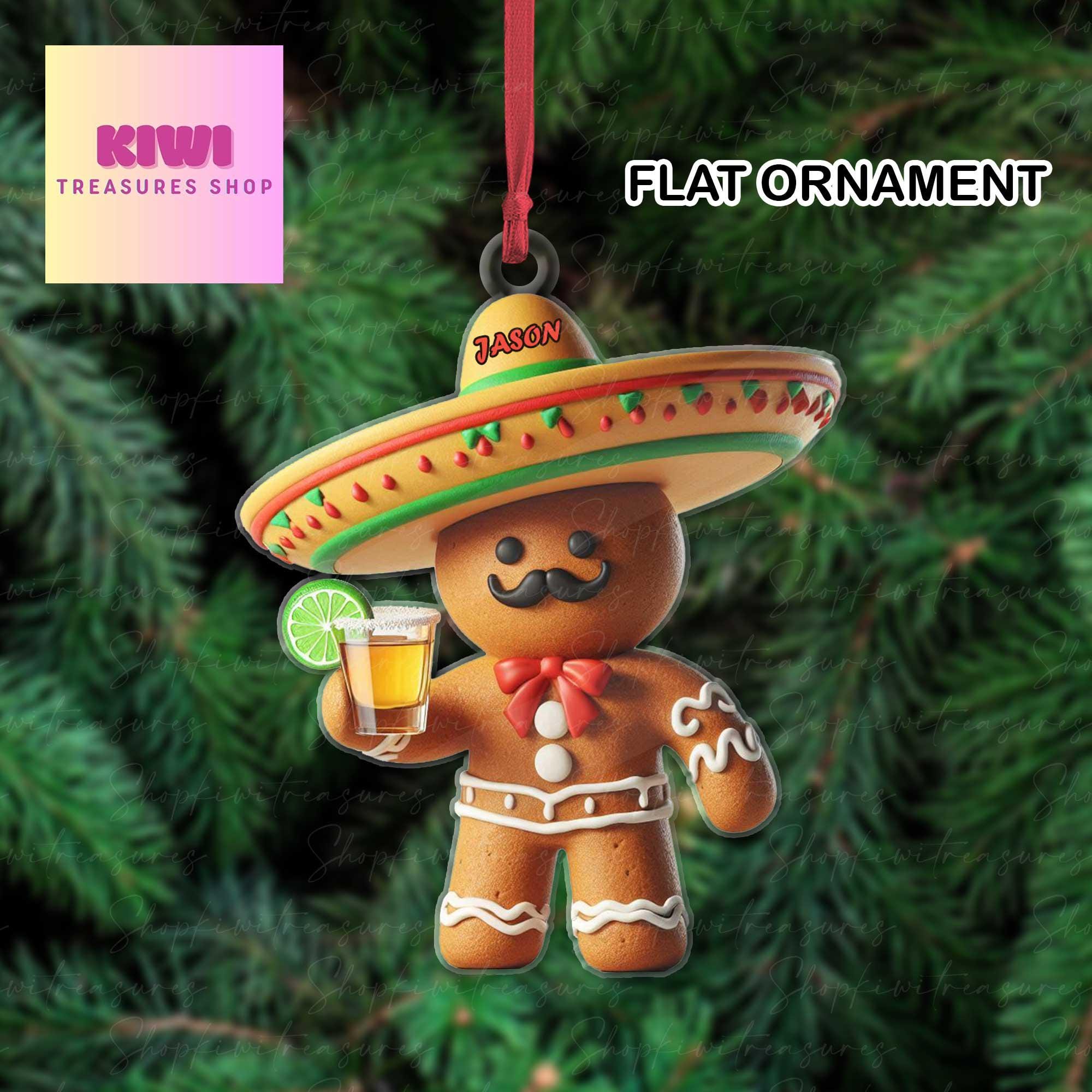 Custom Tequila Gingerbread Man Ornament, Feliz Navidad, Mexican ...