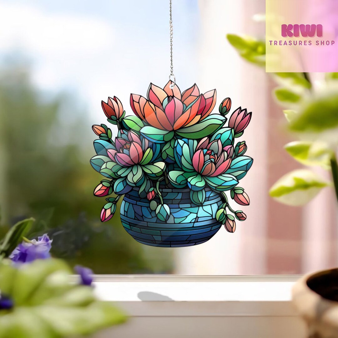 Crassula Rupestris ACRYLIC Window Hanging, Succulent Pant Acrylic ...