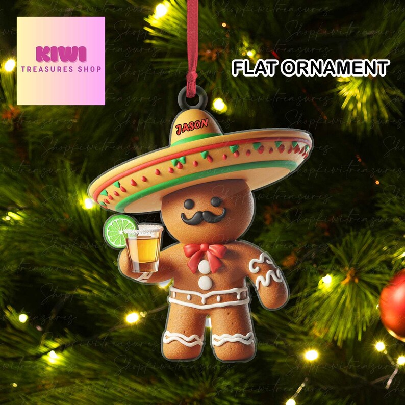 Custom Tequila Gingerbread Man Ornament, Feliz Navidad, Mexican ...