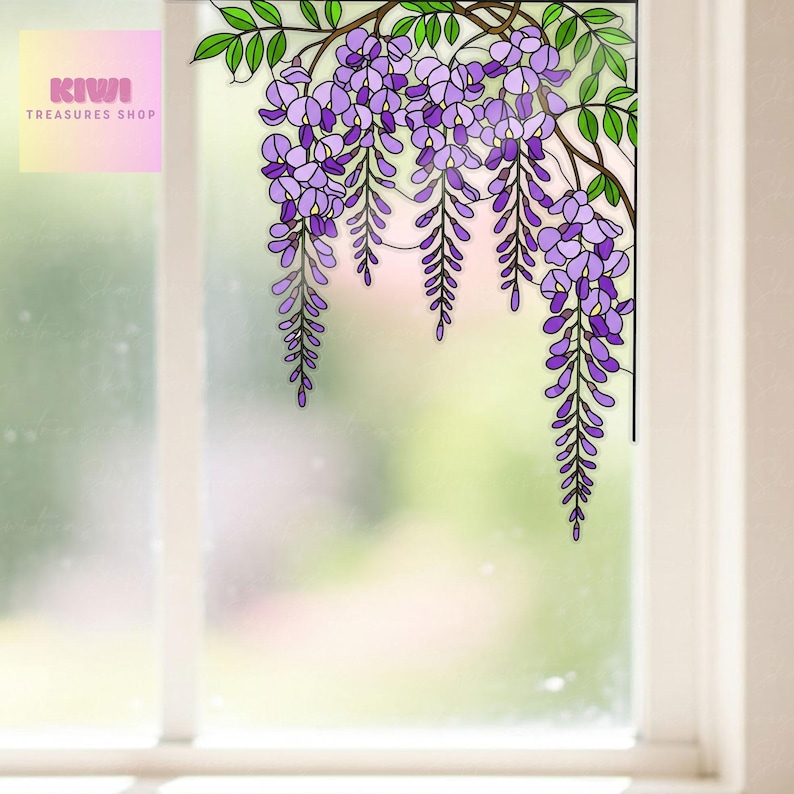 Wisteria Flower Window Decal – Transparent Vinyl Floral Sticker - Etsy