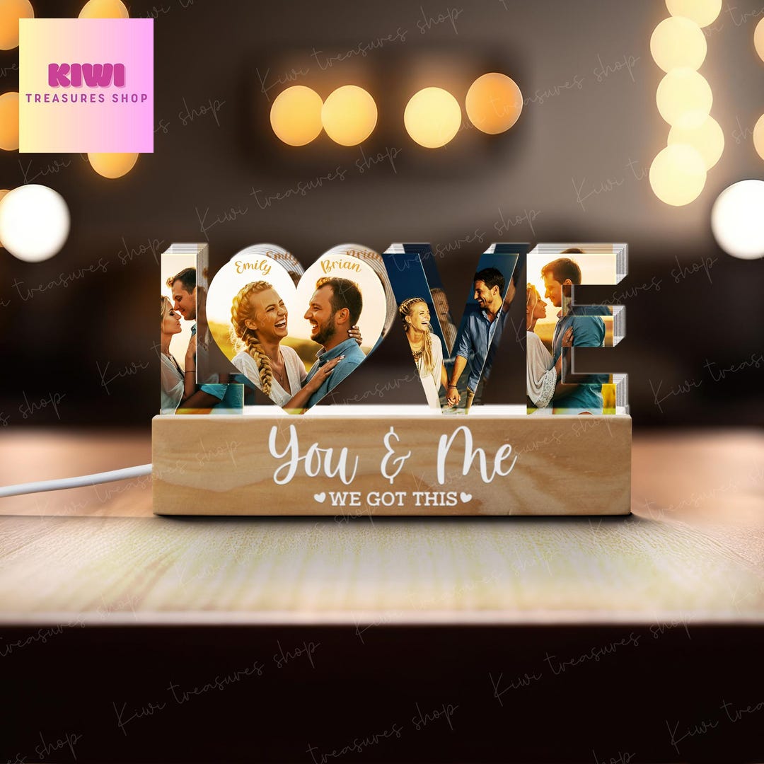 Personalized Photos Couple Night Light, Custom Romantic Night Light ...