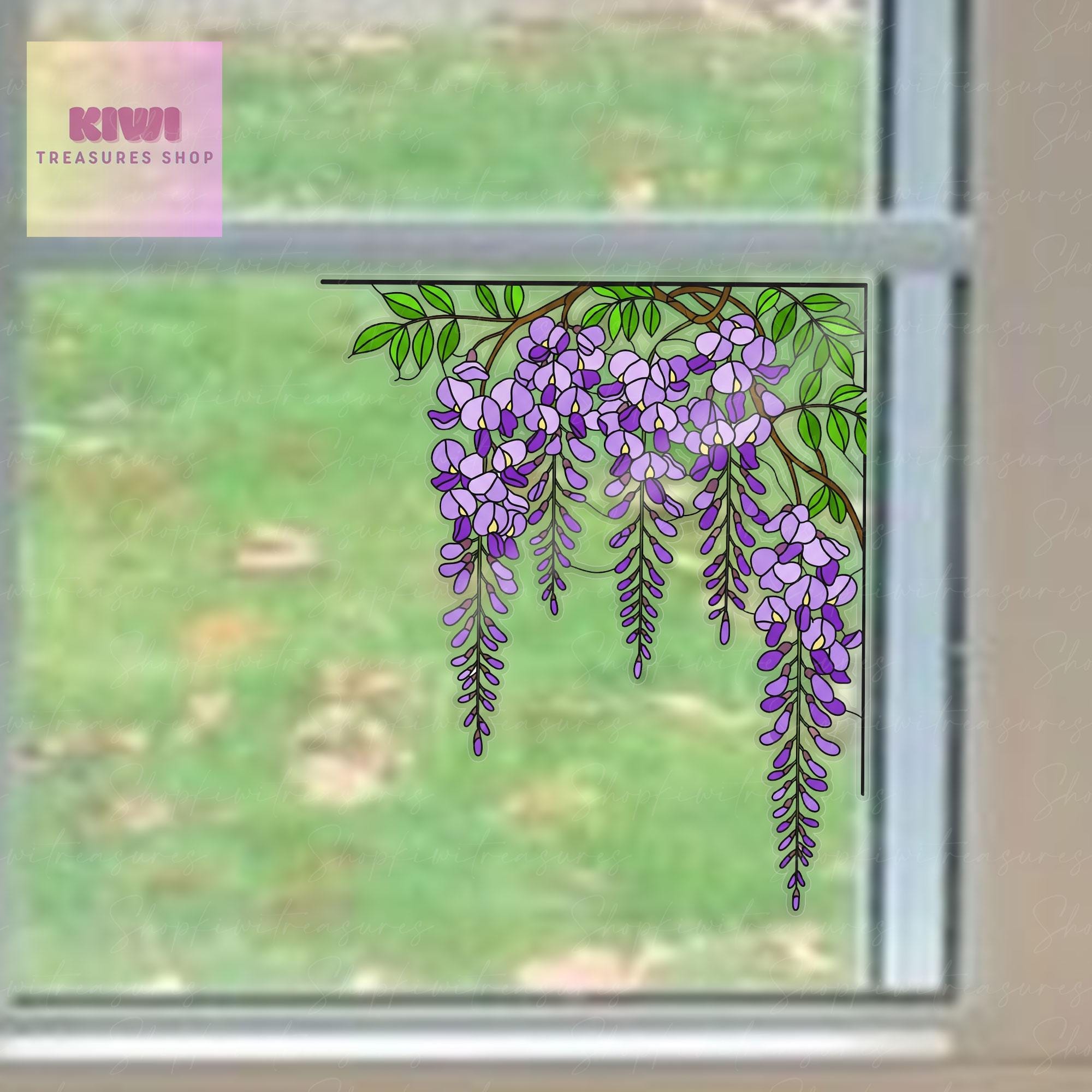 Wisteria Flower Window Decal – Transparent Vinyl Floral Sticker - Etsy
