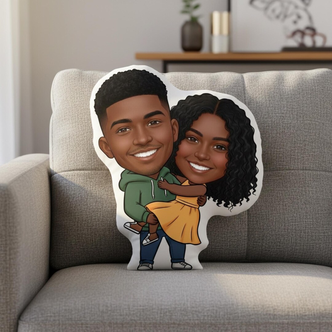 Custom Face Couple Plush Pillow: Personalized African Photo Cushion - Etsy