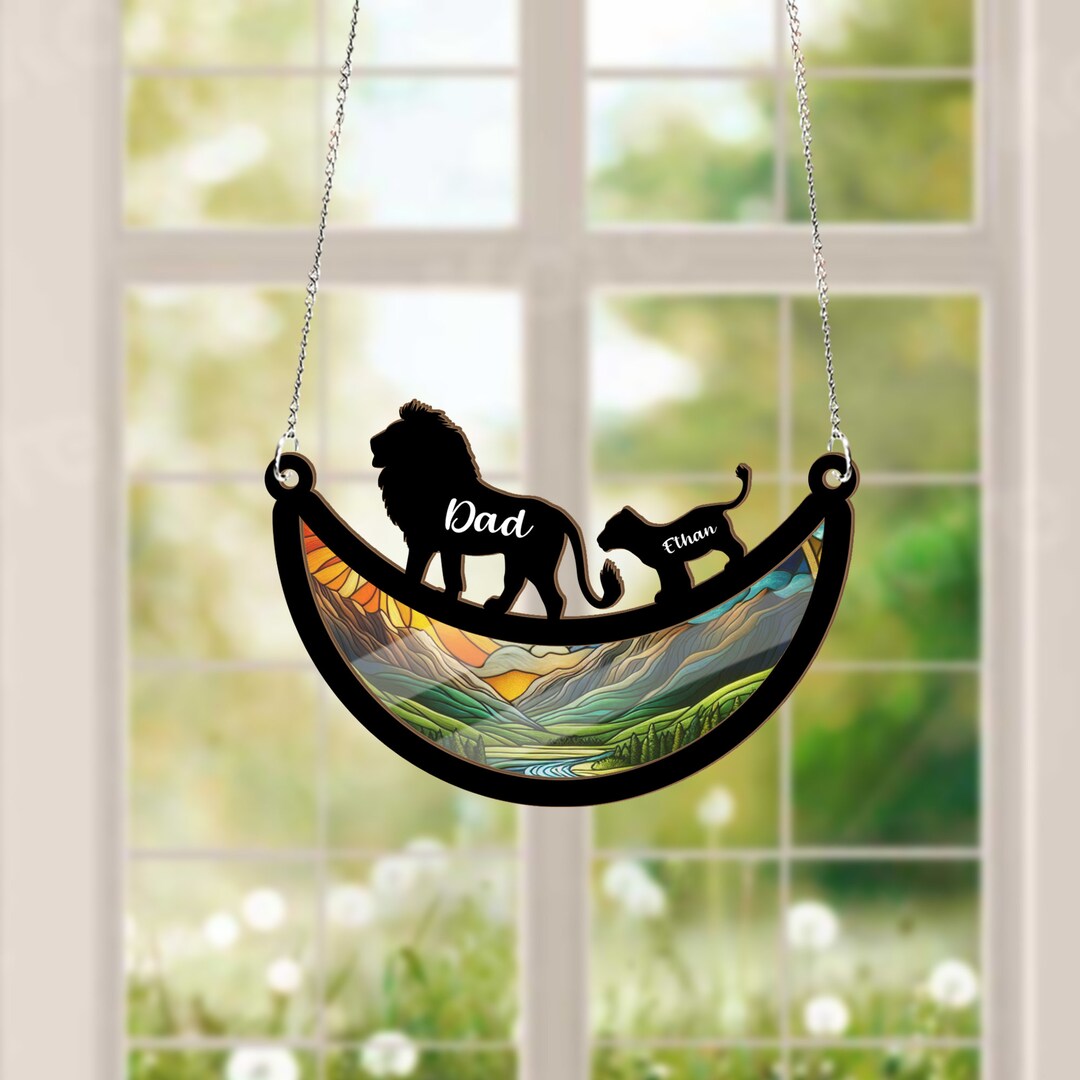 Personalized Lion Dad Suncatcher Ornament, Father's Day Gift - Etsy