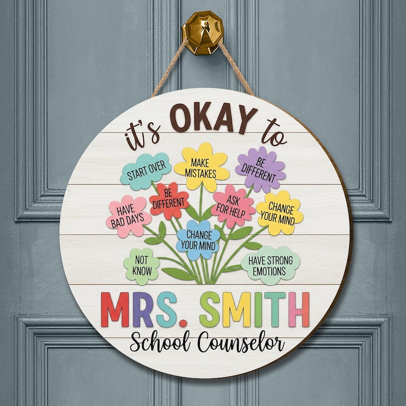Personalized School Counselor Office Sign: Flower Quote Wooden Decor - Etsy