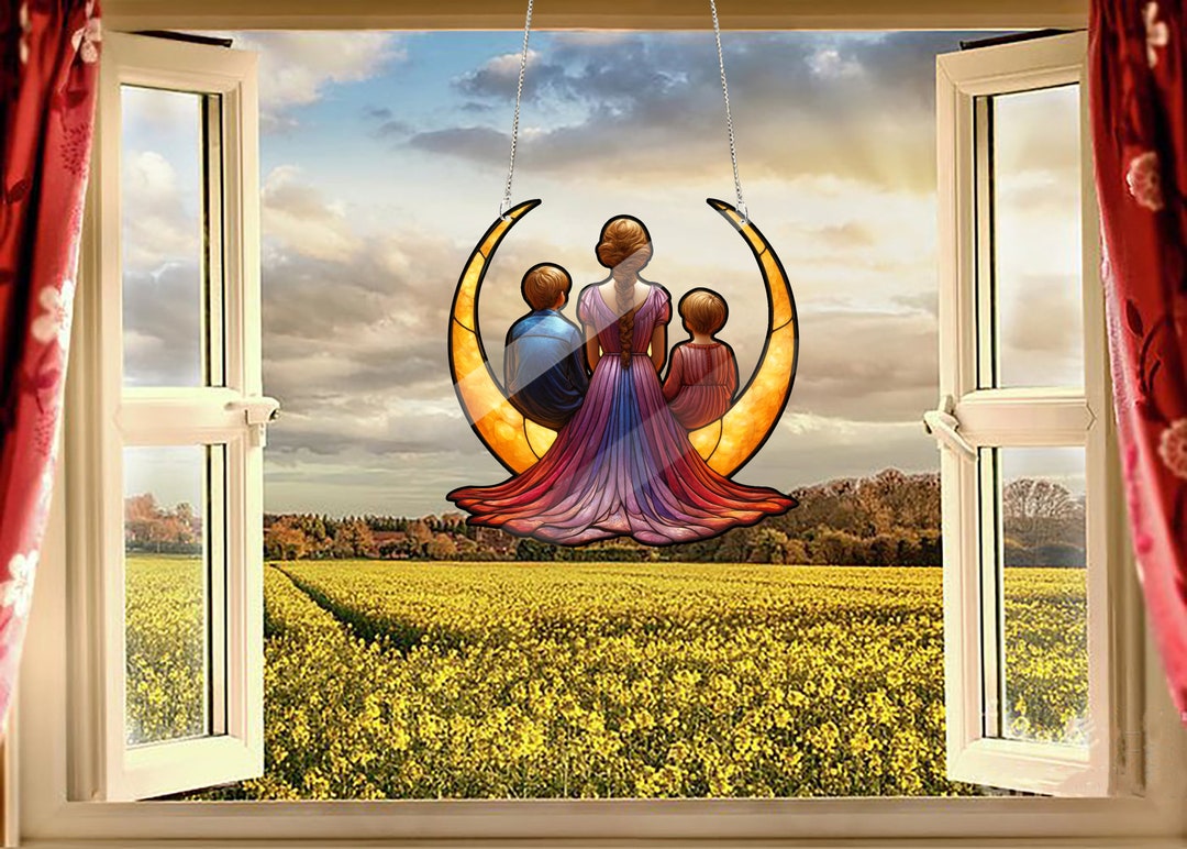 Mama and Child FAUX Stain Glass, Mama Acrylic Window Hanging Art ...