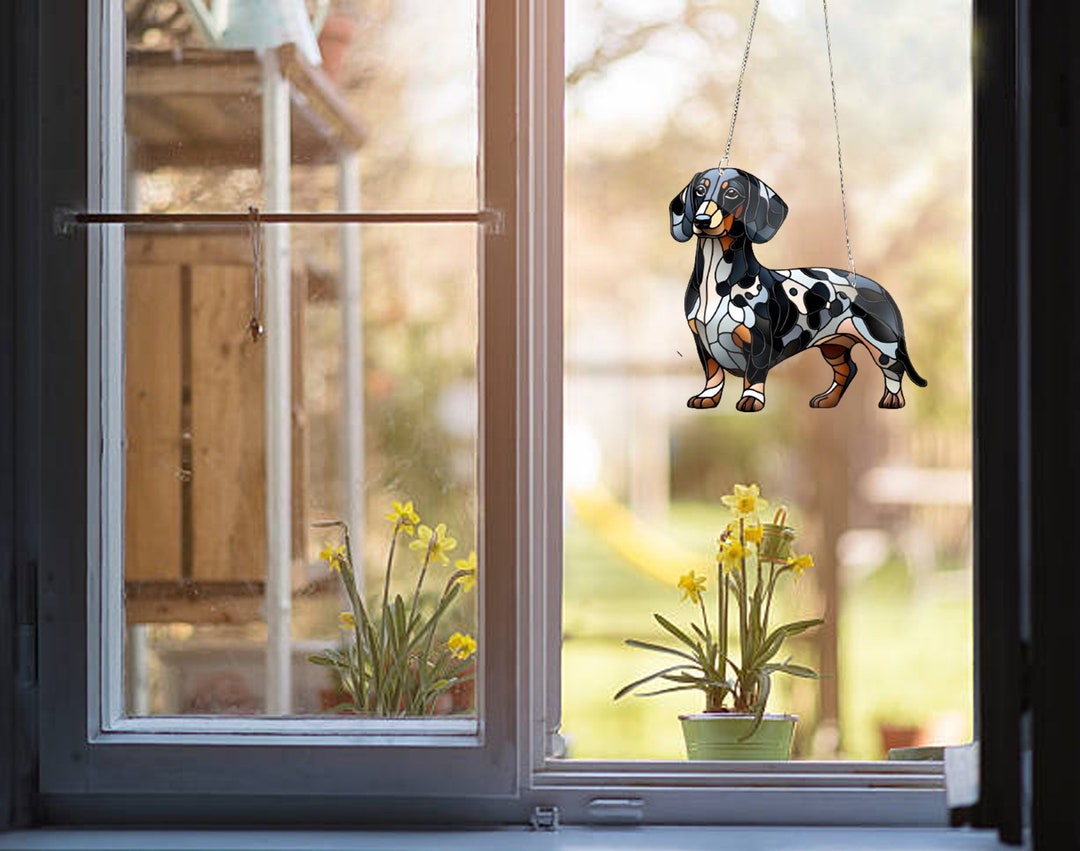 Double Dapple Dachshund Acrylic Window Hanging: Dog Lover Gift - Etsy
