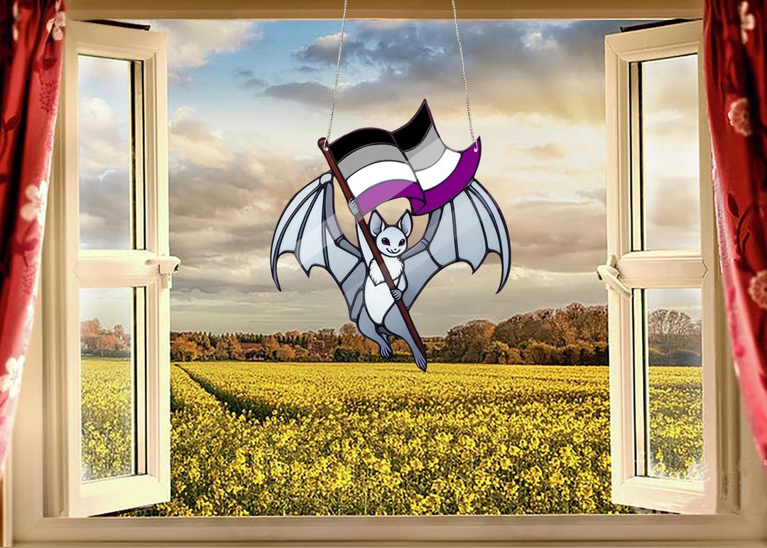Bat LGBT Acrylic Window Hanging, Asexual Bat, Bat Lovers Gift, Funny ...
