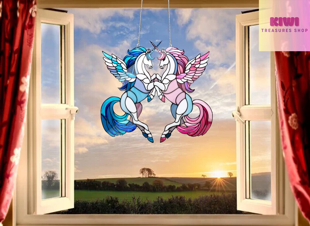 Unicorn Transgender ACRYLIC Window Hanging, Unicorn Couple Acrylic Art ...
