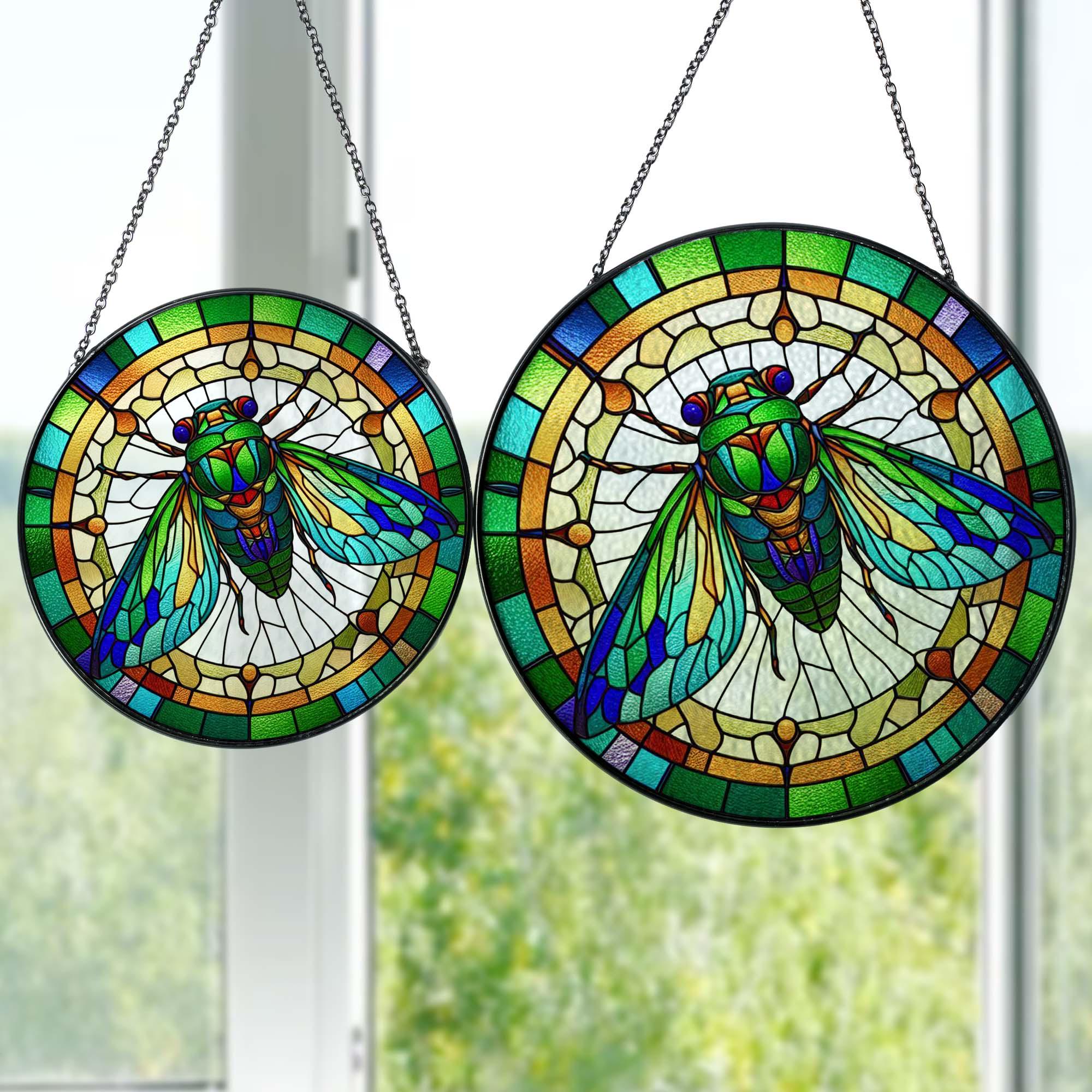 Cicada Suncatcher: Vibrant Insect Glass Window Hanging - Etsy