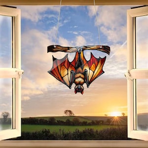 Bat Upside Down Acrylic Window Hanging, Indoor Decor, Bat Lovers Gift ...
