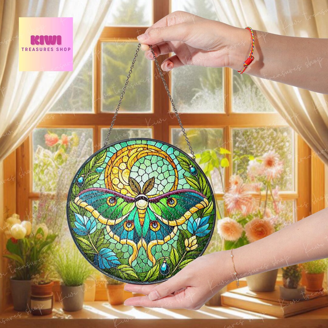 Luna Moth GLASS Window Decor, Luna Moth Decor, Insect Glass Window ...