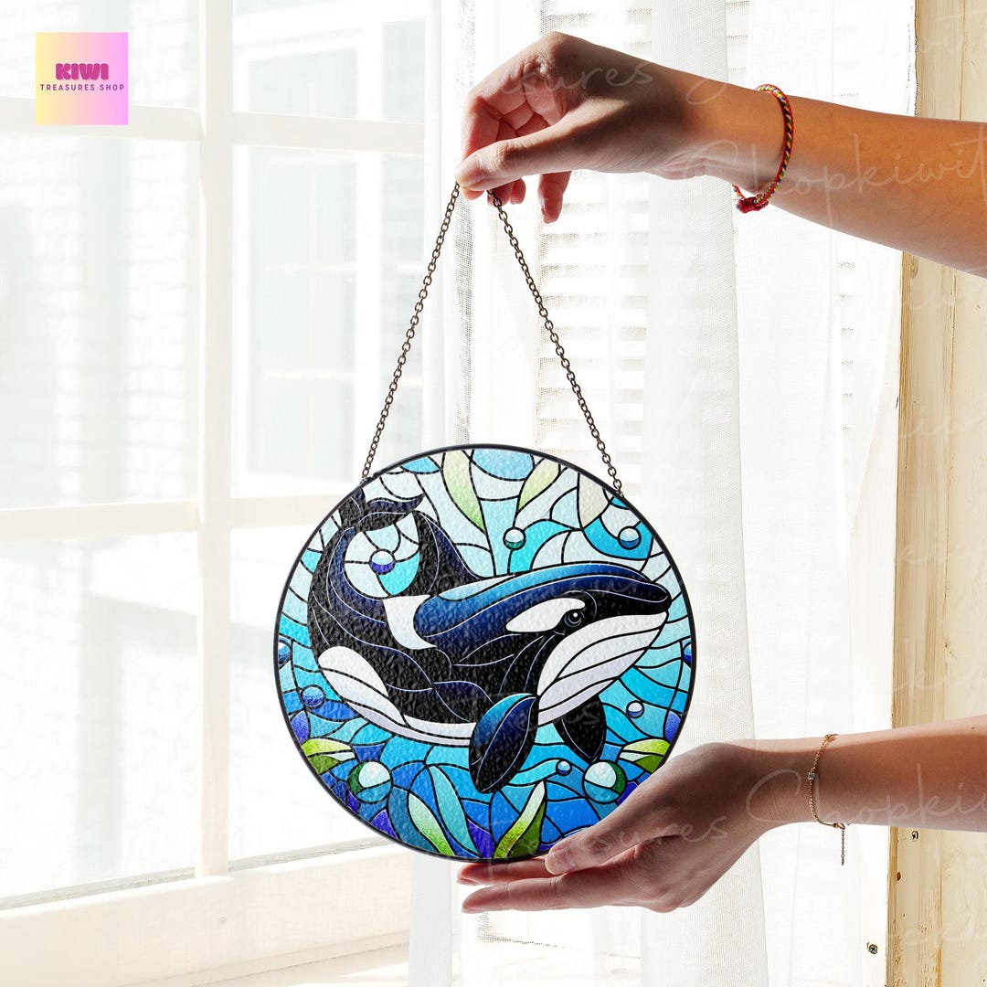 Orca Suncatcher | Glass Killer Whale Window Hanging - Etsy