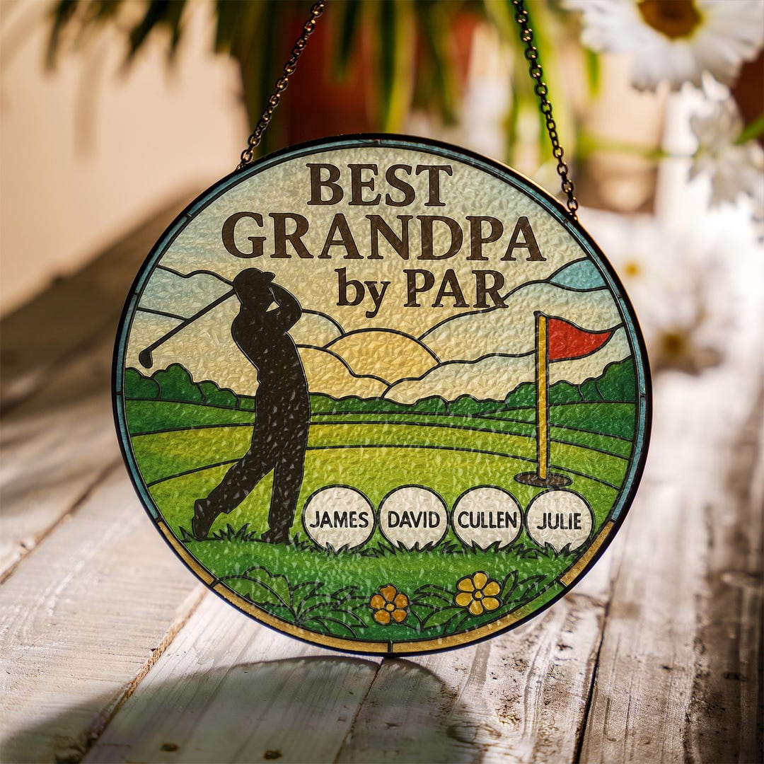 Personalized Grandpa Golf Suncatcher: Custom Family Name Gift - Etsy