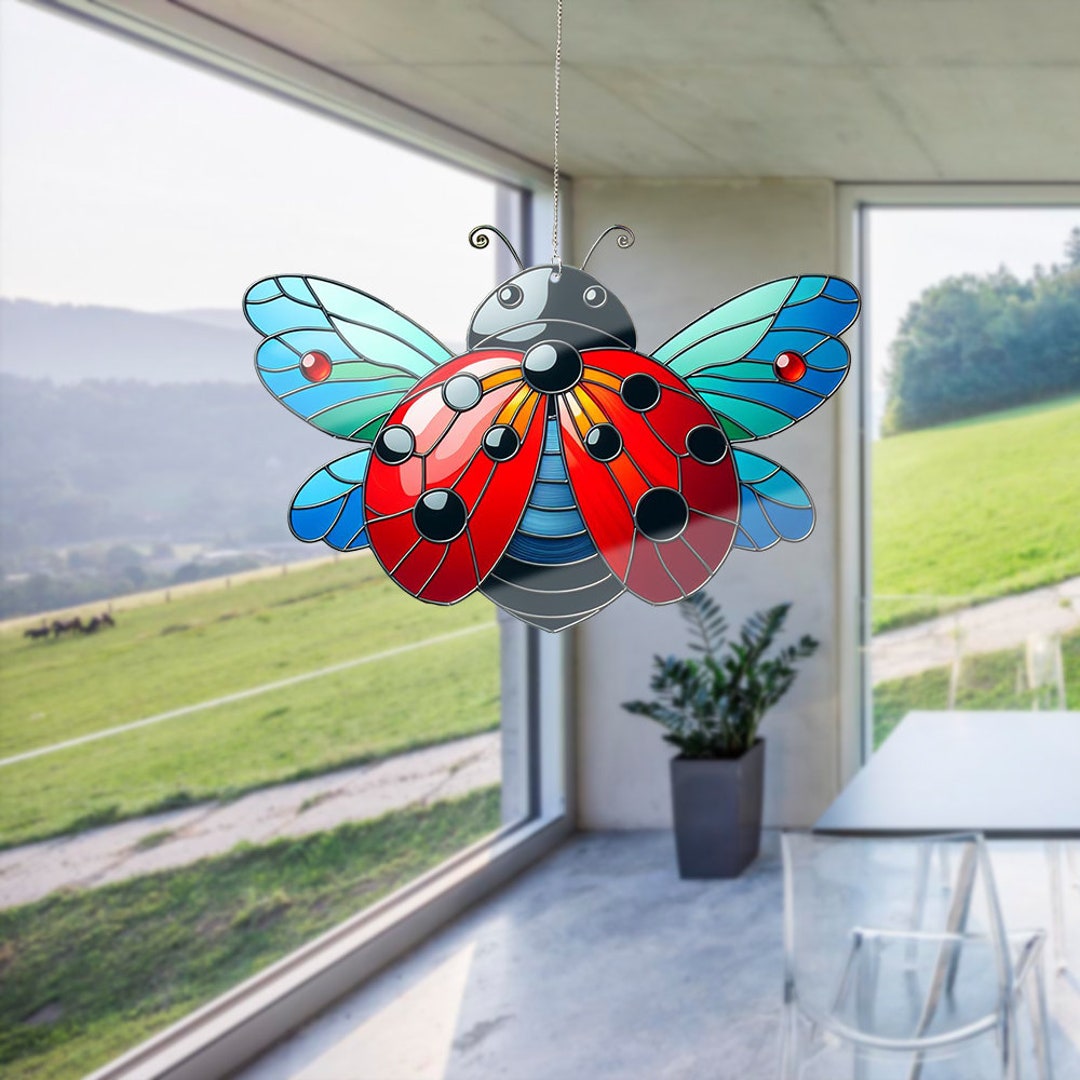 Ladybug Stained Glass Acrylic Window Hangings, Ladybug Stained Glass ...