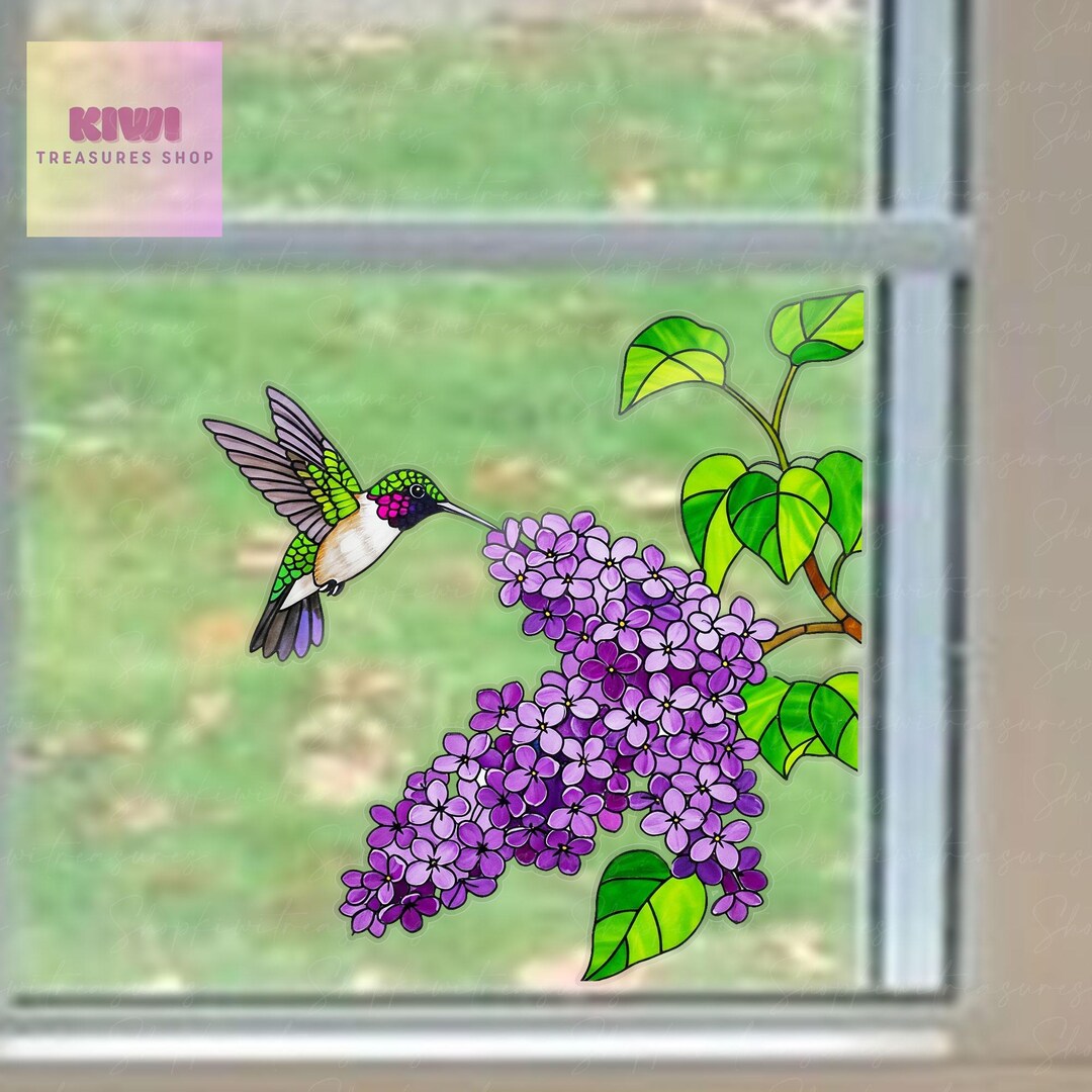 Hummingbird and Lilac Window Decal: Transparent Suncatcher Sticker - Etsy