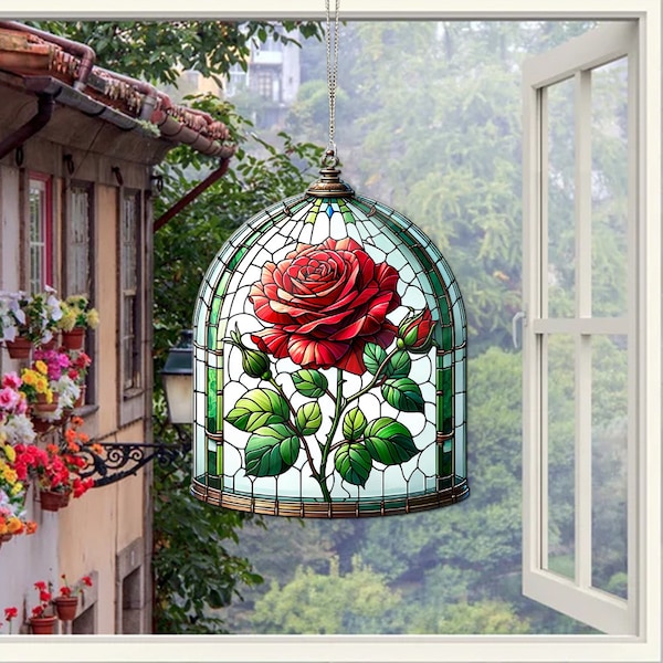 Rose in Glass Dome - Etsy