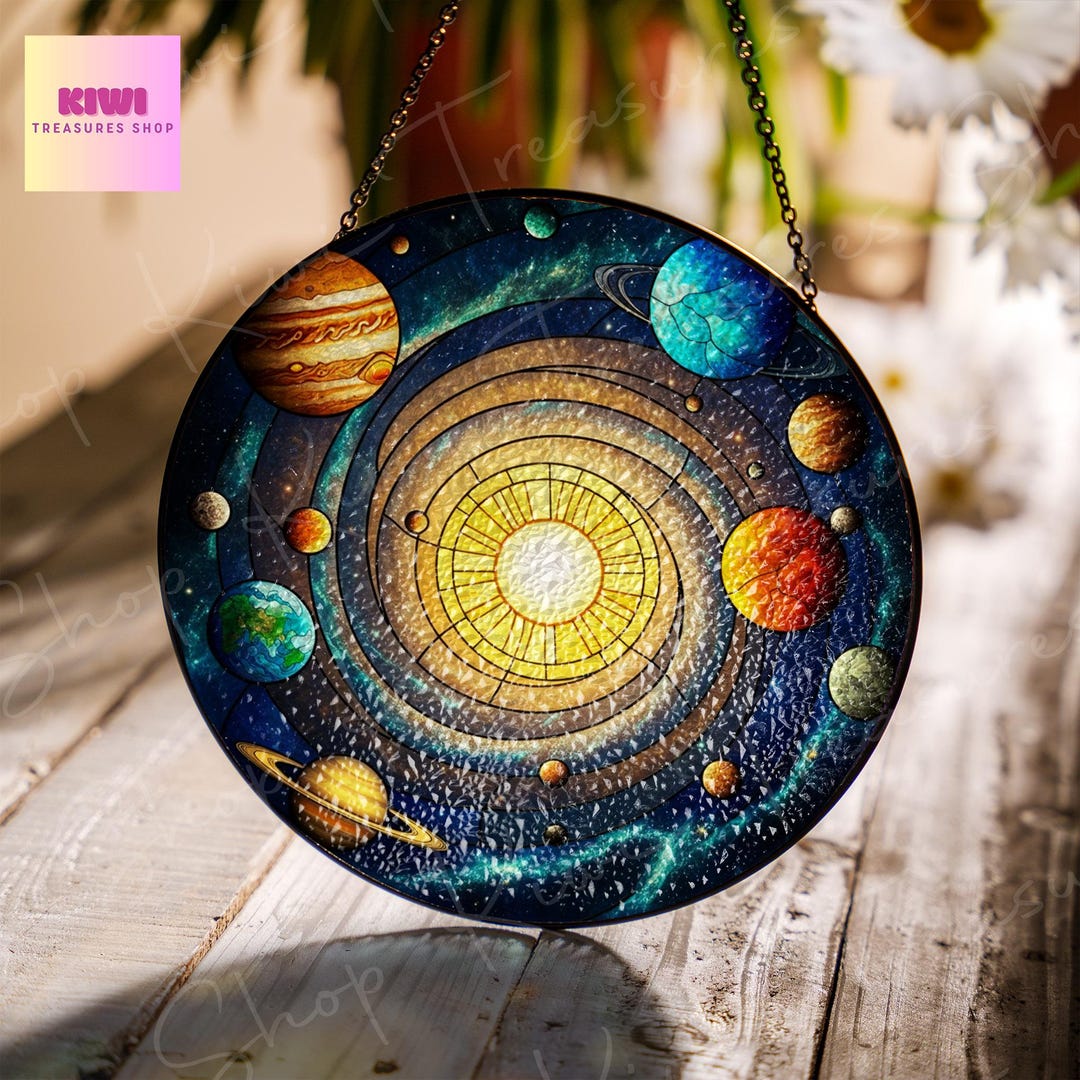 Solar System GLASS Suncatcher, Universe Galaxy Decor, Solar System ...