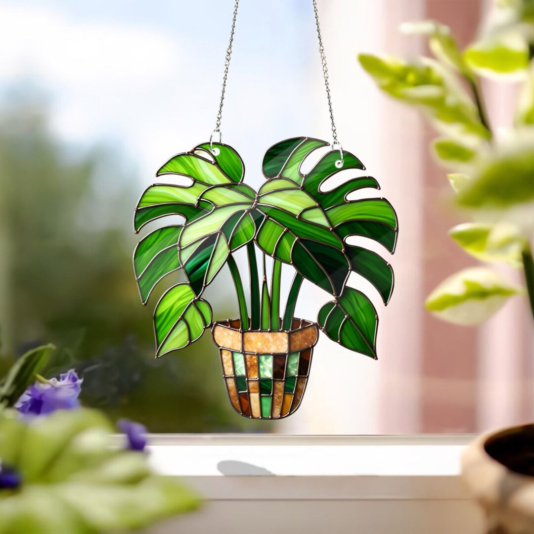 ACRYLIC Monstera Window Hanging, Plant Lover Gift, Mother's Day Gift ...
