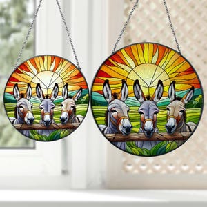 Donkey Peeking Glass Suncatcher: Farmhouse Window Hanging - Etsy