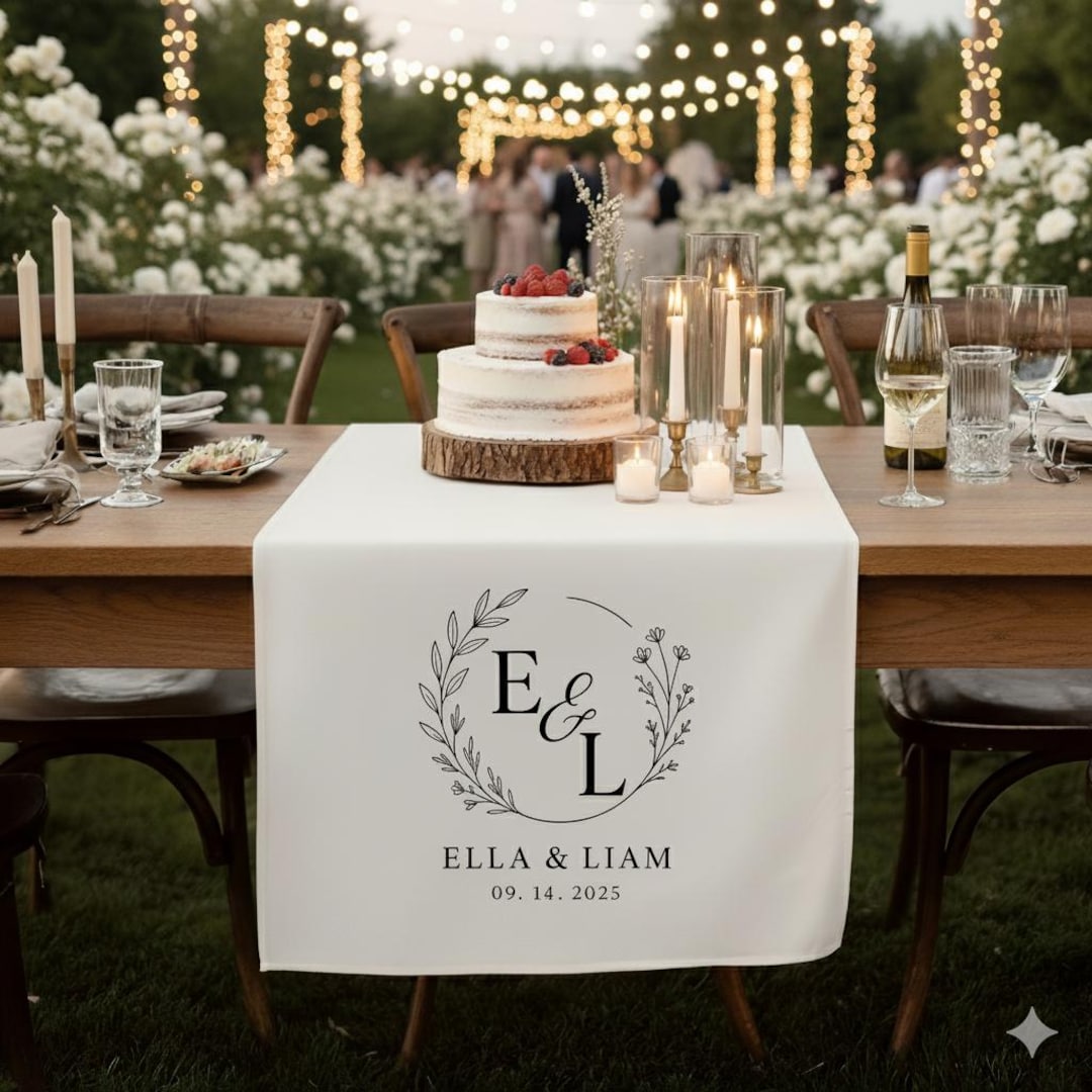 Personalized Wedding Table Runner With Initials, Names, and Date - Etsy