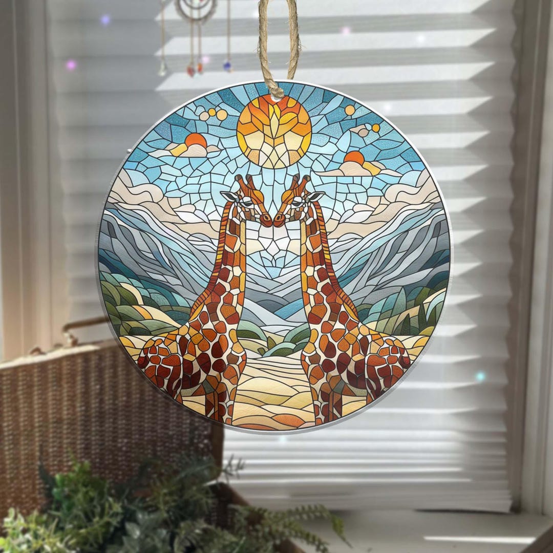 Giraffe Couple Suncatcher Ornament: Wildlife Home Decor - Etsy