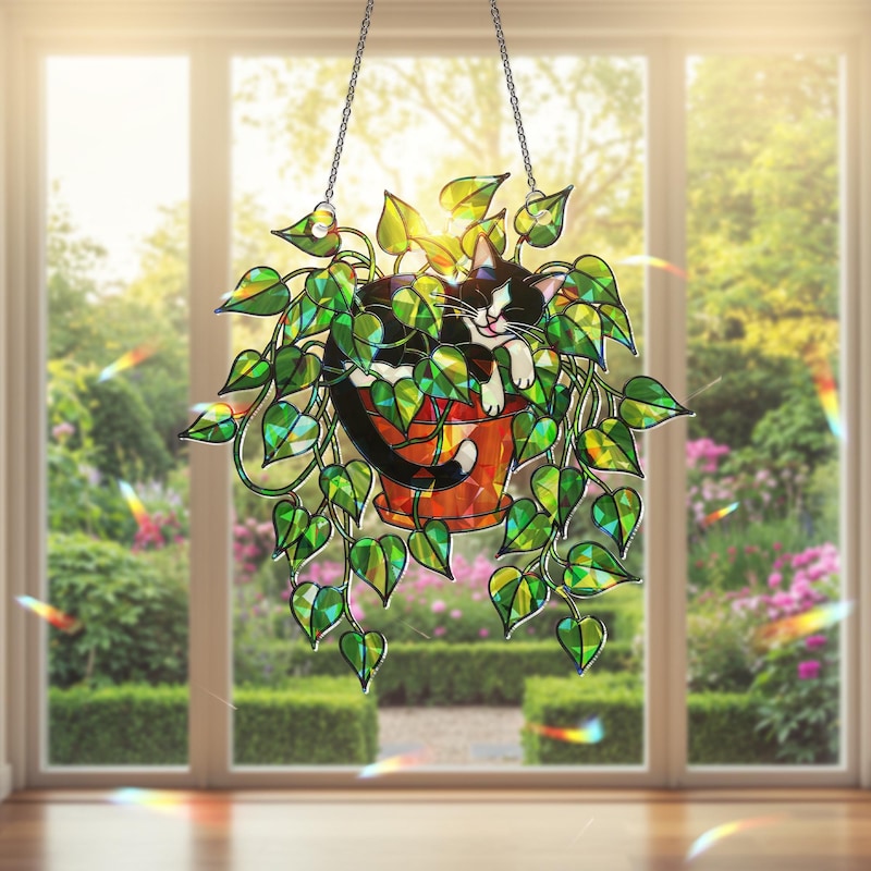 Pothos Glass Suncatcher - Etsy