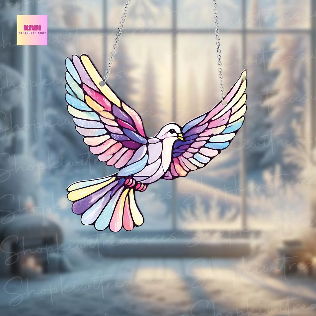 Flying Dove Bird ACRYLIC Window Hanging, Dove Bird Decor, Bird Lover ...