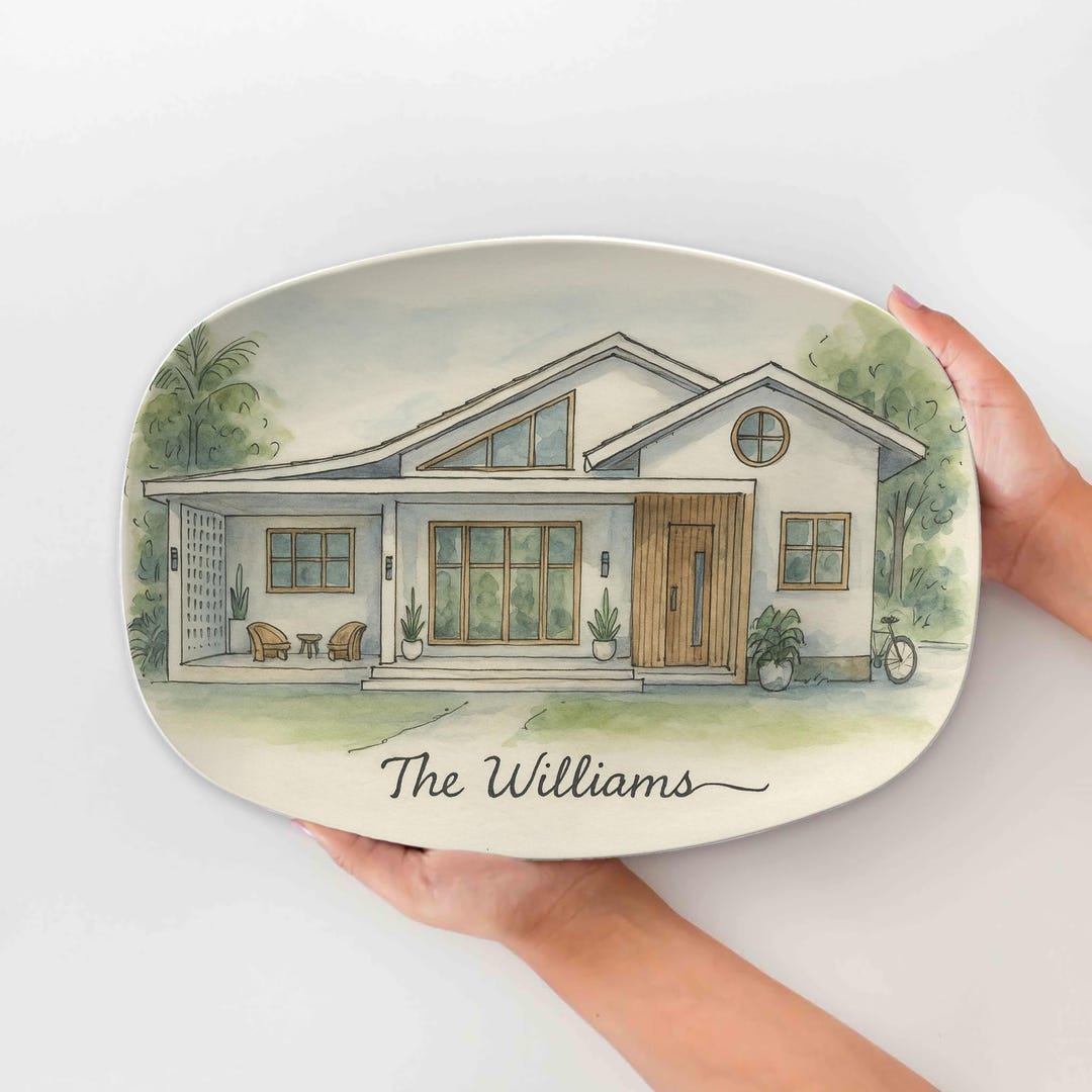 Custom House Portrait Platter: Personalized Home Decor Gift - Etsy