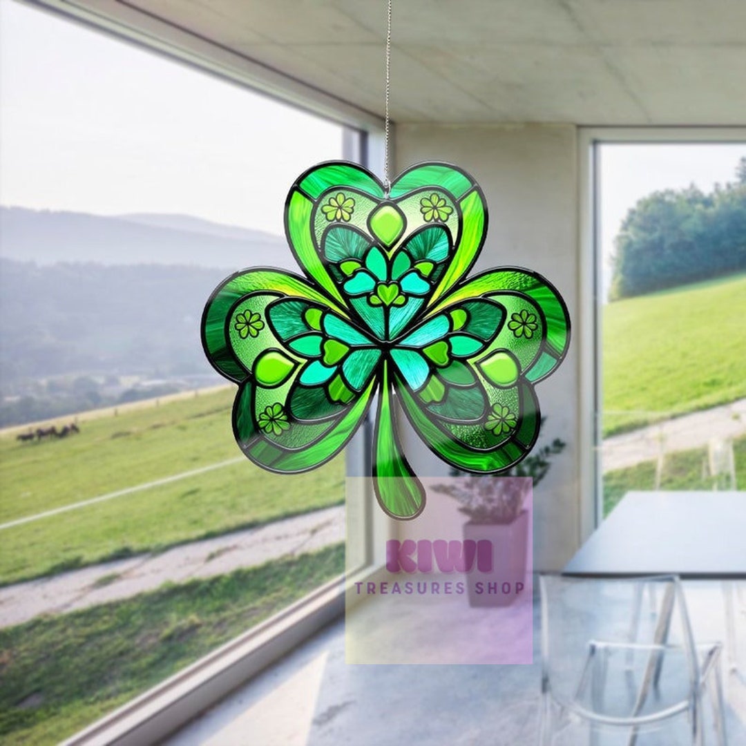 Shamrock Acrylic Window Hanging, Shamrock Hangings, Irish Day Decor ...