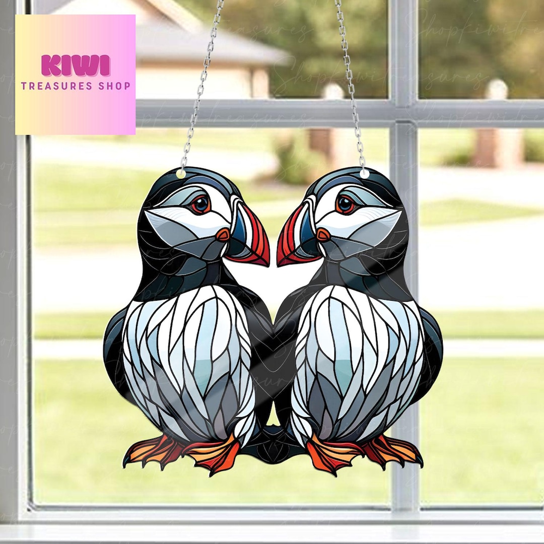 Puffin Couple Acrylic Window Hanging: Bird Lover Gift - Etsy
