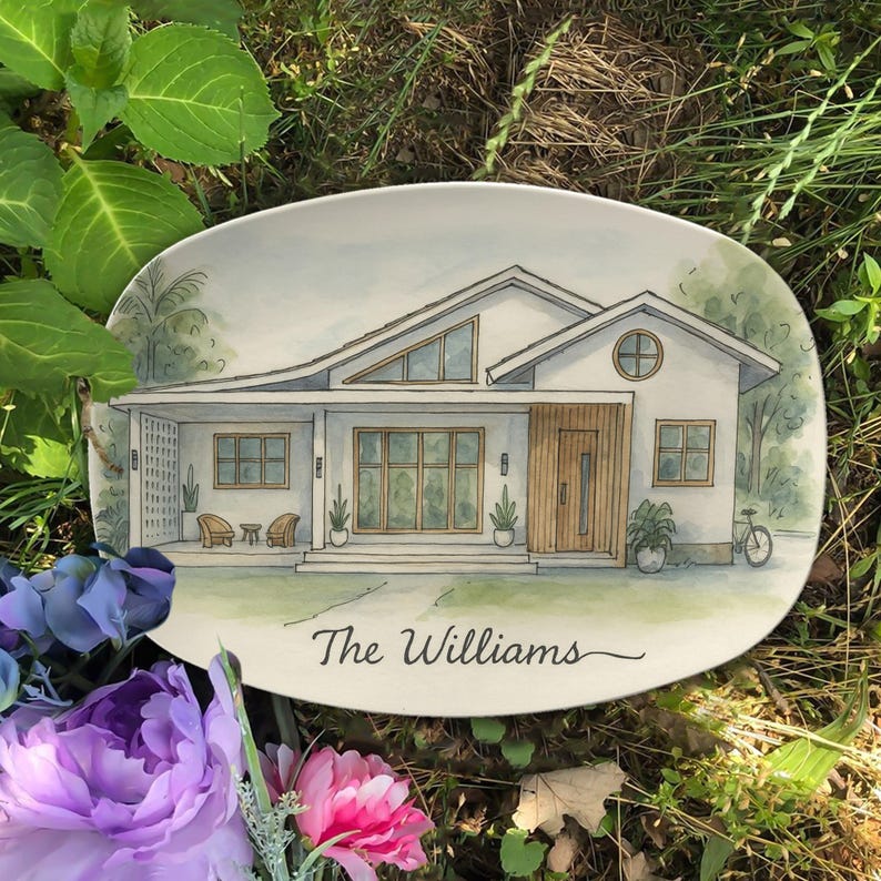 Custom House Portrait Platter: Personalized Home Decor Gift - Etsy