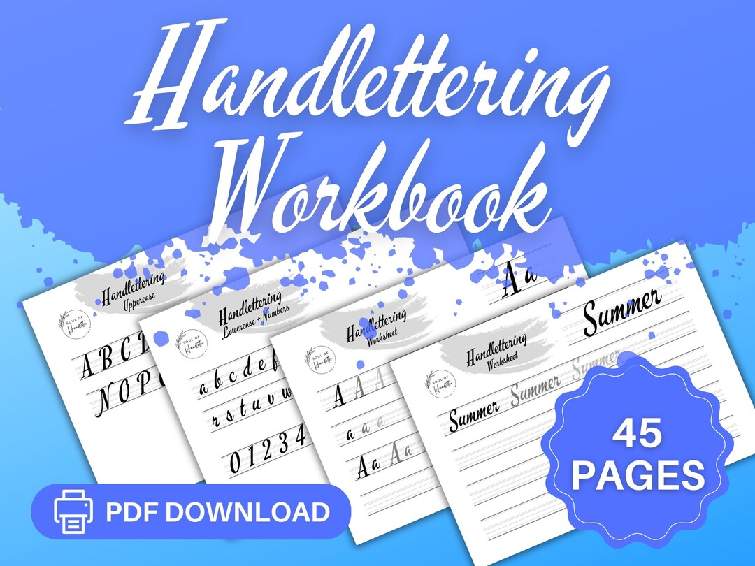 Handlettering Workbook 14 Worksheets Calligraphy Practice - Etsy