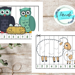 Animal Family Puzzles Number 1-10, Animal Puzzles, Matching Puzzles ...