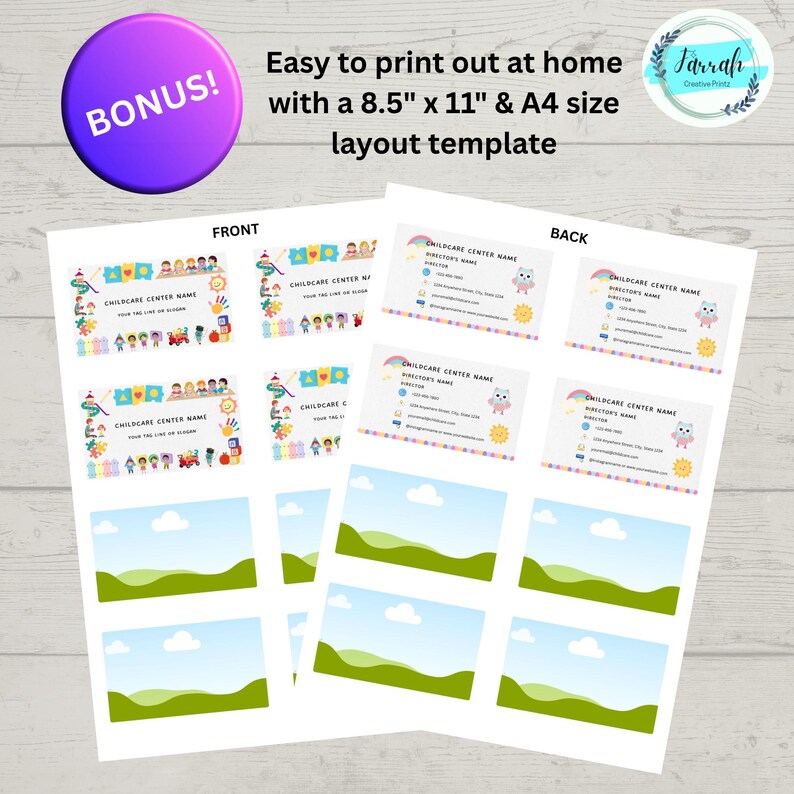 Childcare Business Card, Daycare Business Card, Editable Childcare ...