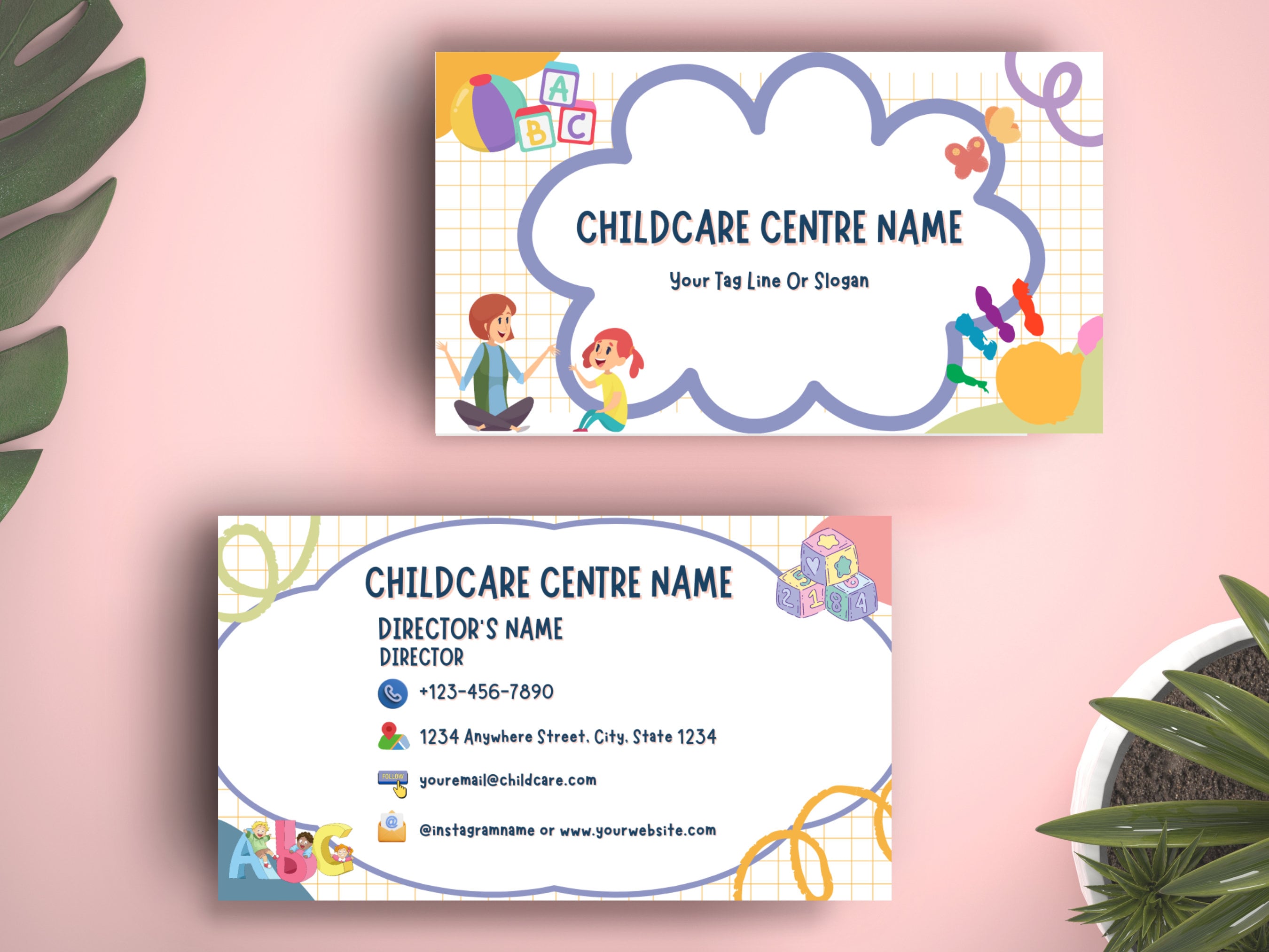 Childcare Business Card, Daycare Business Card, Editable Childcare ...
