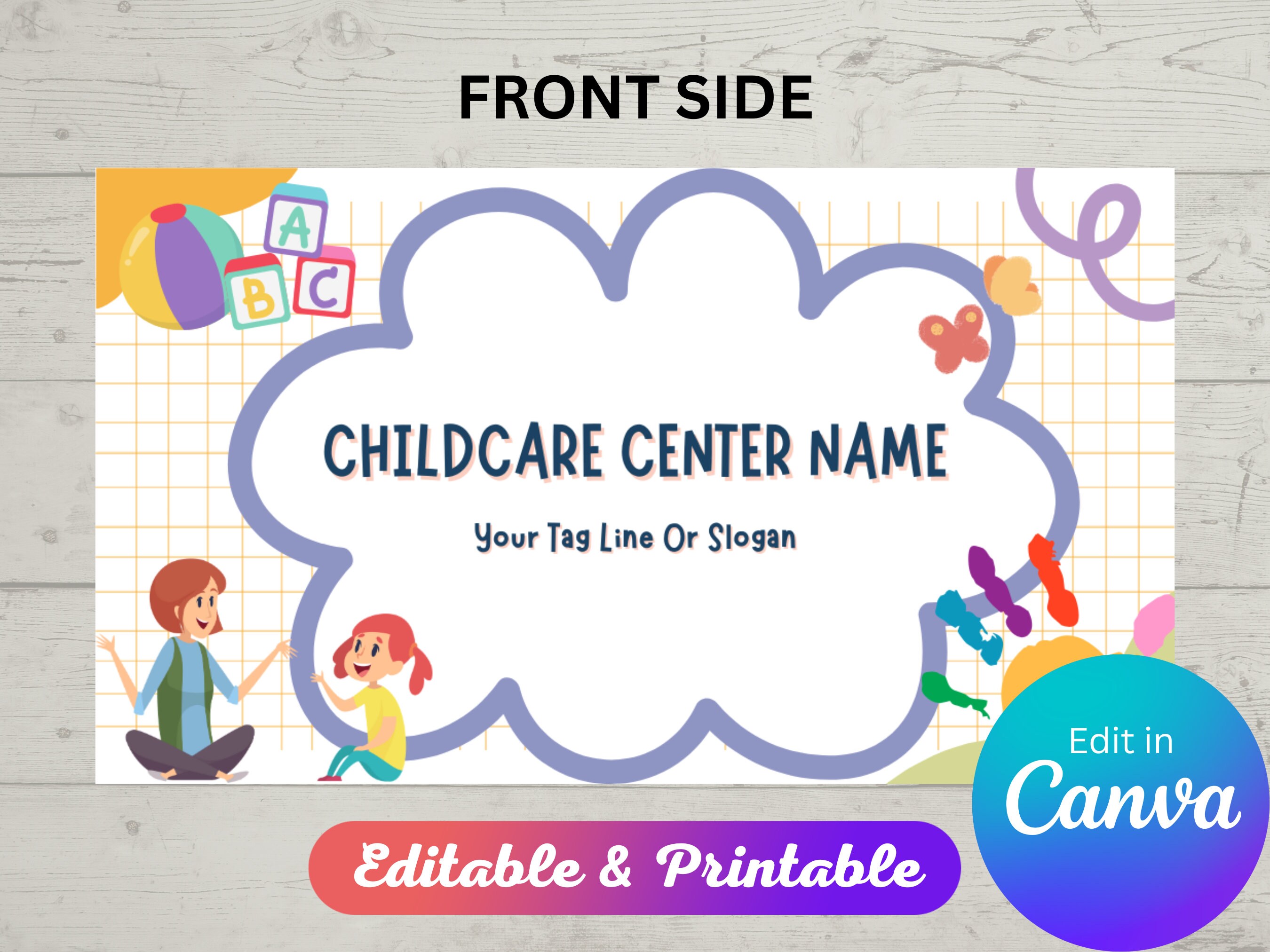 Childcare Business Card, Daycare Business Card, Editable Childcare ...