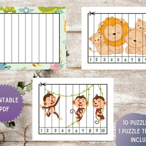 Animal Family Puzzles Number 1-10, Animal Puzzles, Matching Puzzles ...
