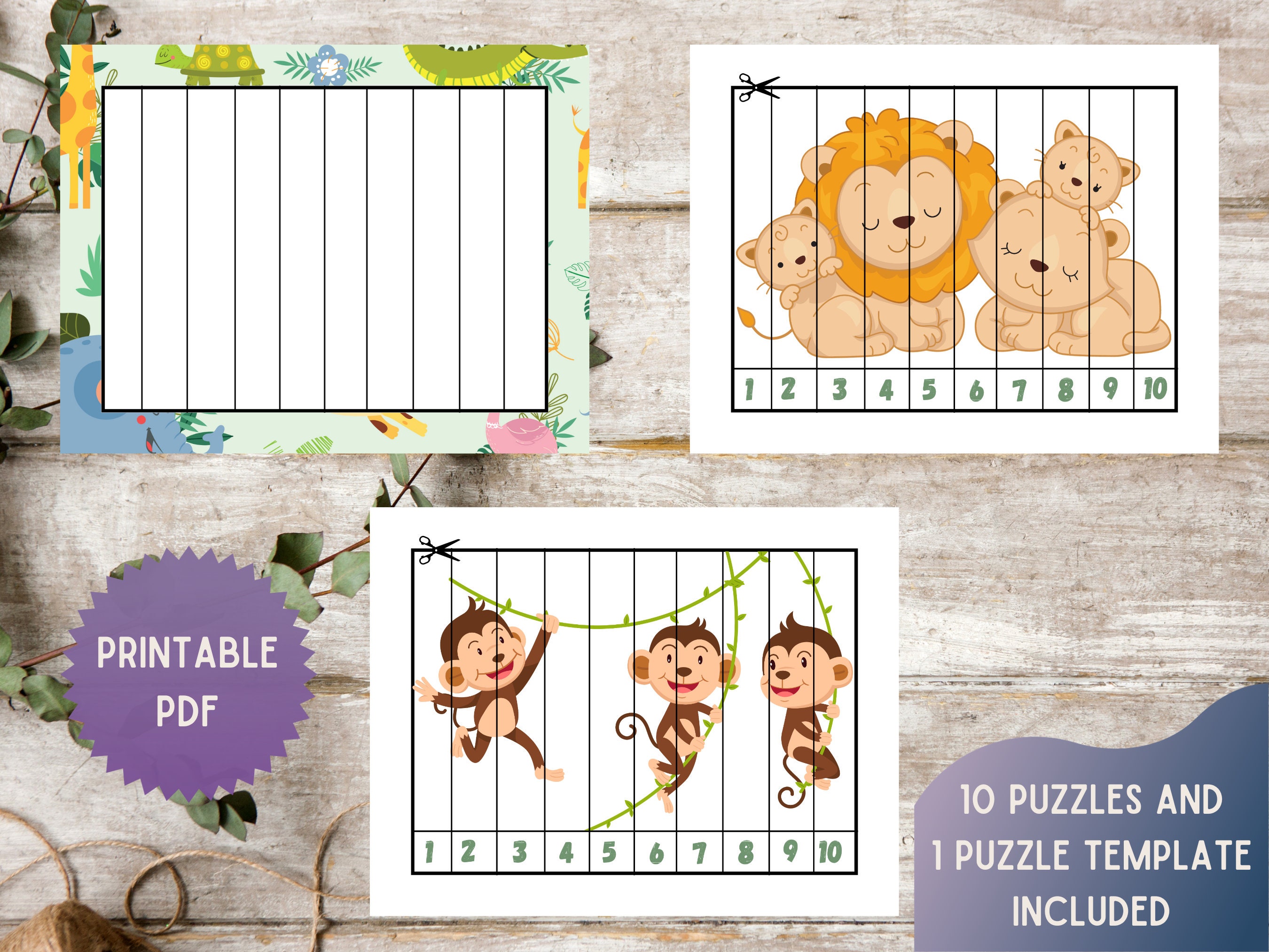 Animal Family Puzzles Number 1-10, Animal Puzzles, Matching Puzzles ...