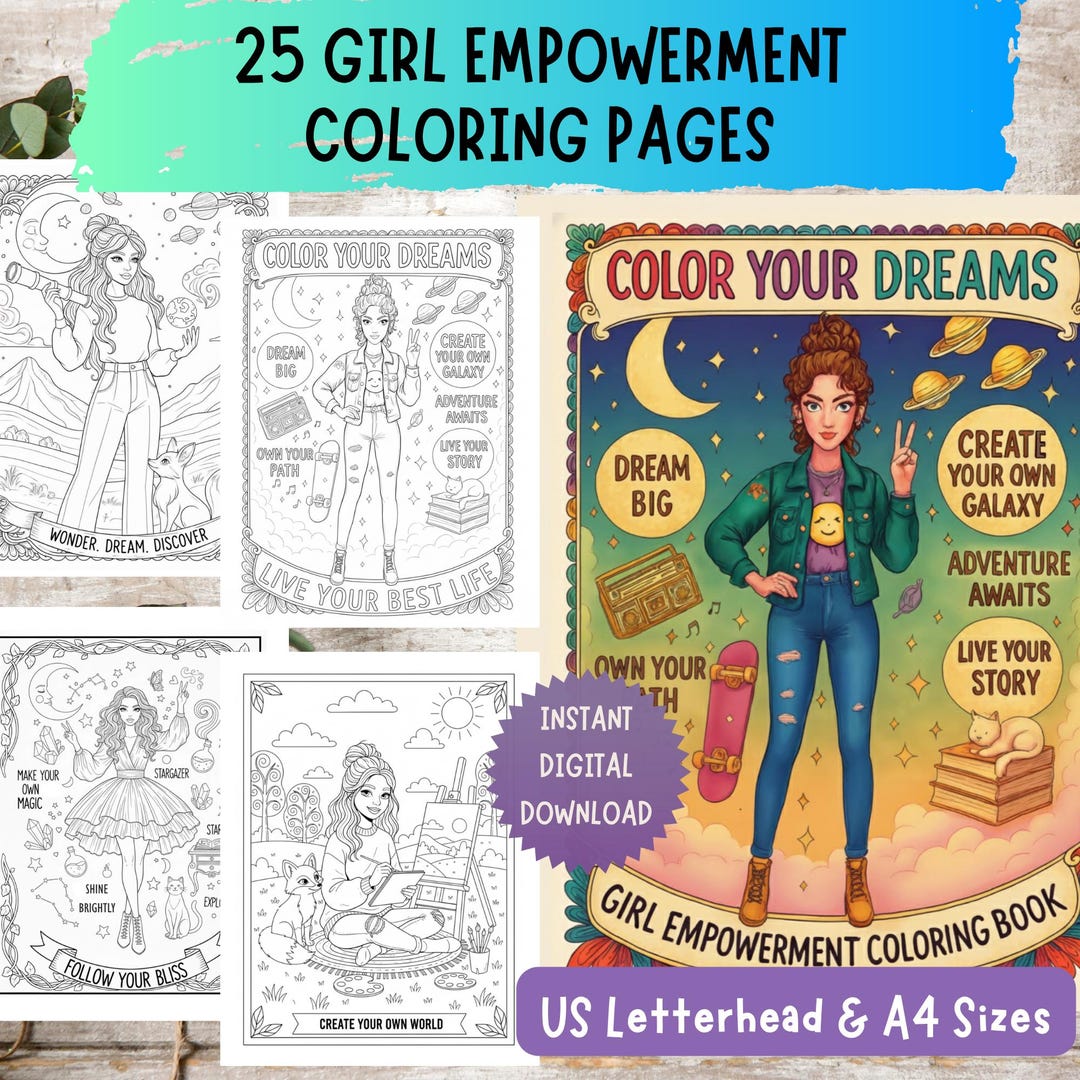 Girl Empowerment Coloring Pages, Girl Affirmation, Mental Health, Self ...