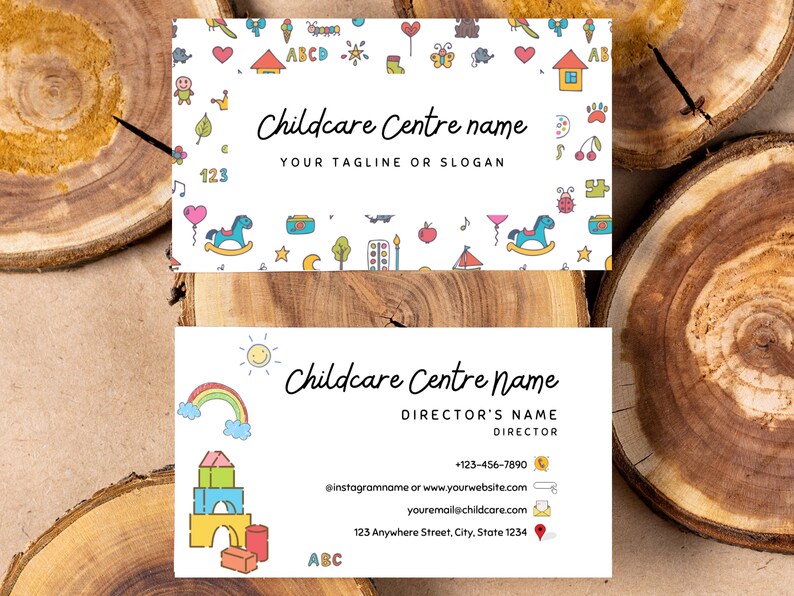 Childcare Business Card, Daycare Business Card, Editable & Printable ...