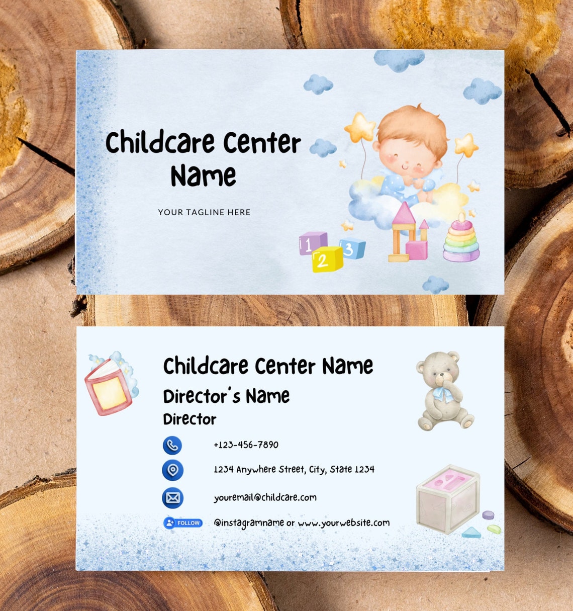 Childcare Business Card, Daycare Business Card, Editable Daycare ...