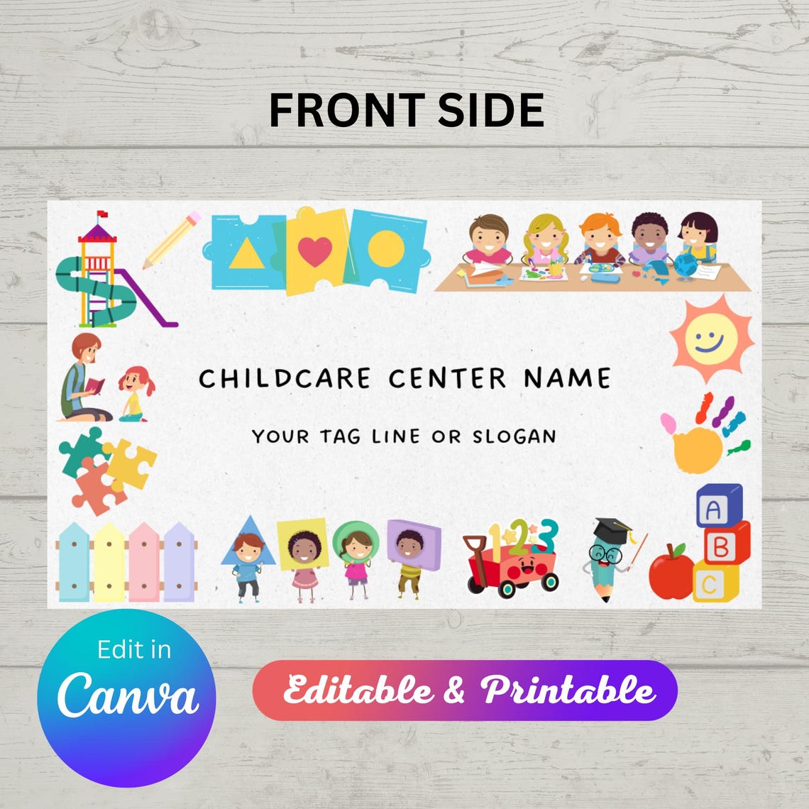 Childcare Business Card, Daycare Business Card, Editable Childcare ...