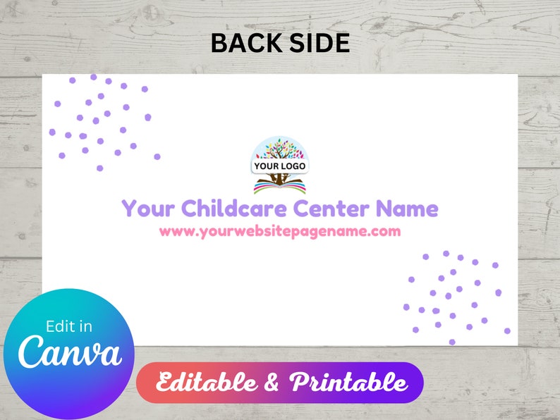 Childcare Business Card, Daycare Business Card, Editable Childcare ...