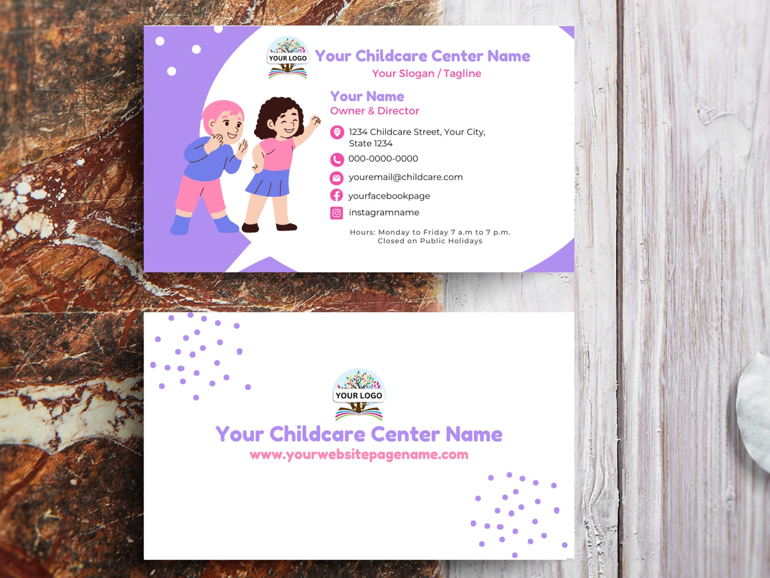 Childcare Business Card, Daycare Business Card, Editable Childcare ...