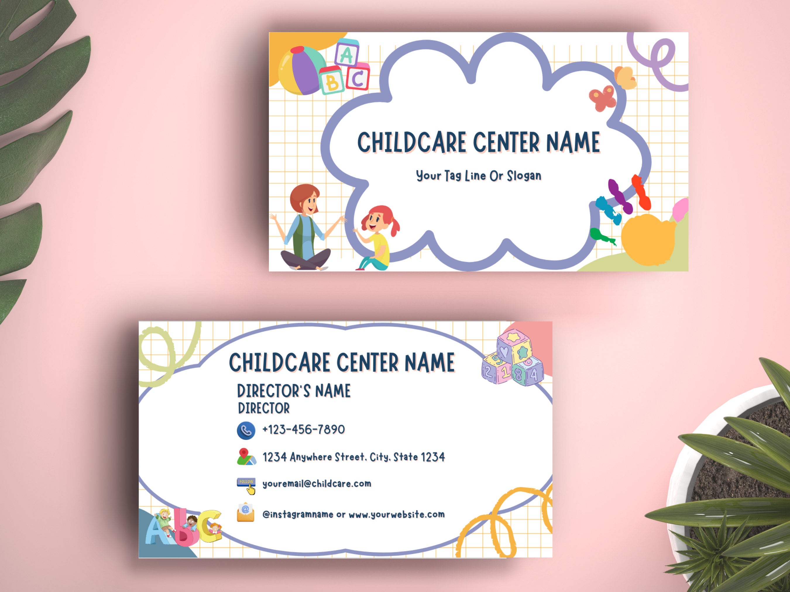 Childcare Business Card, Daycare Business Card, Editable Childcare ...